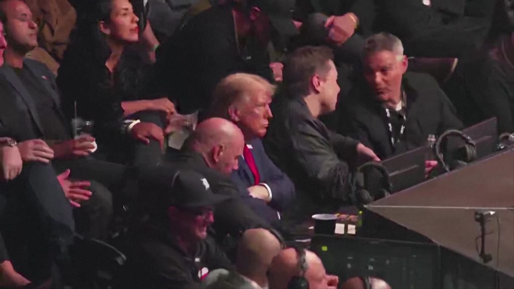 Donald Trump watches UFC match with Elon Musk - ABC News