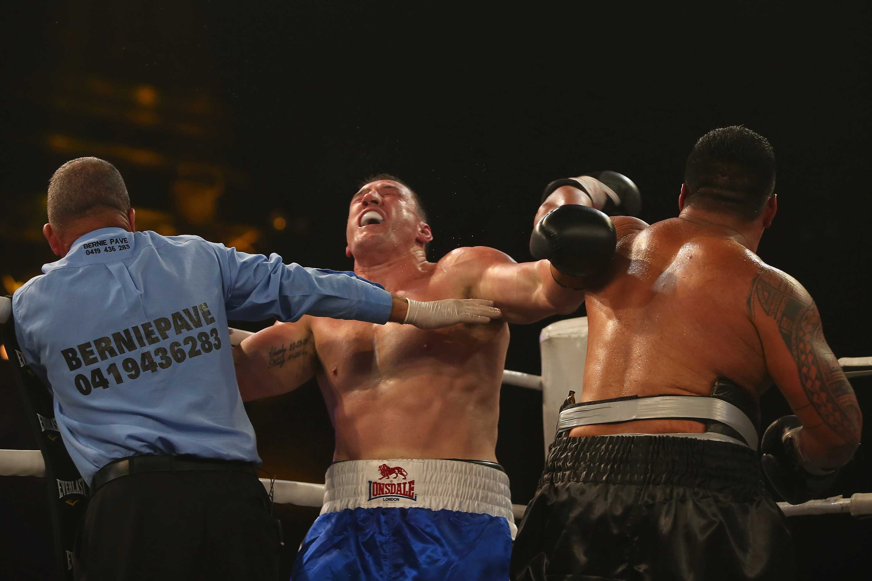 Paul Gallen scores TKO win over Herman Ene-Purcell in two rounds on ...