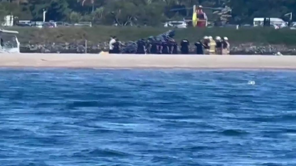 View of the two Sea World Helicopters crash scene from the water - ABC News