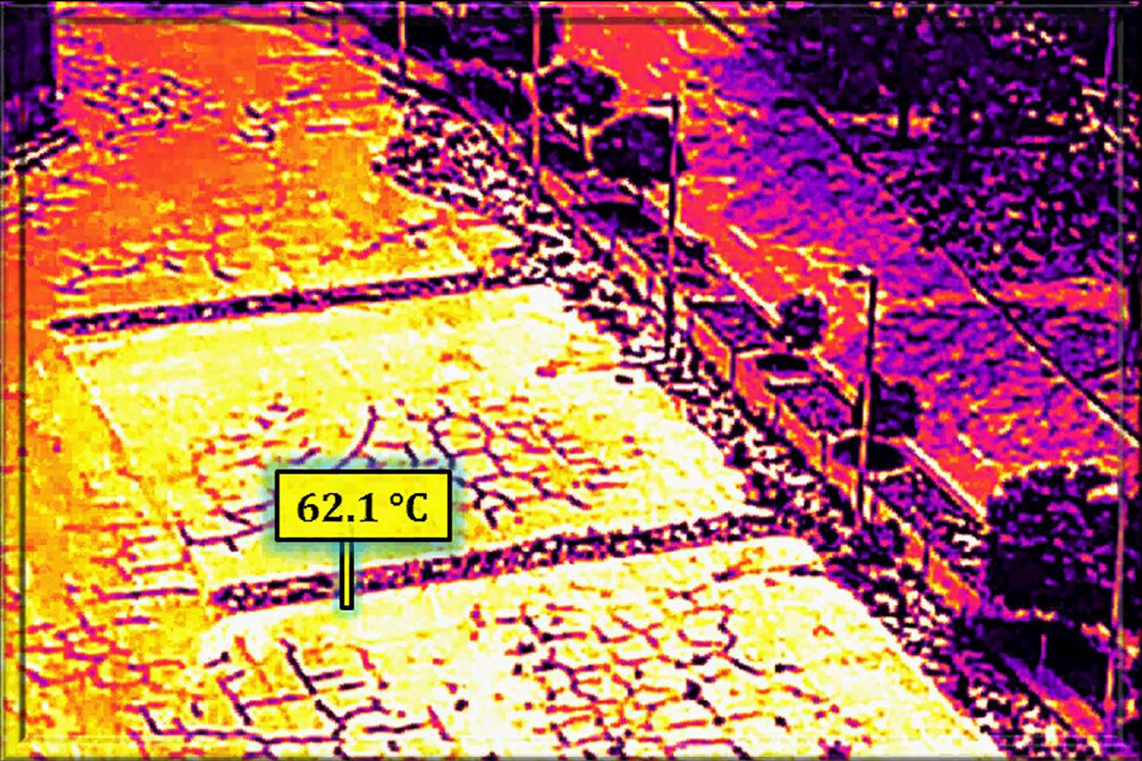 Heat maps show the difference between asphalt and greenery on a hot ...