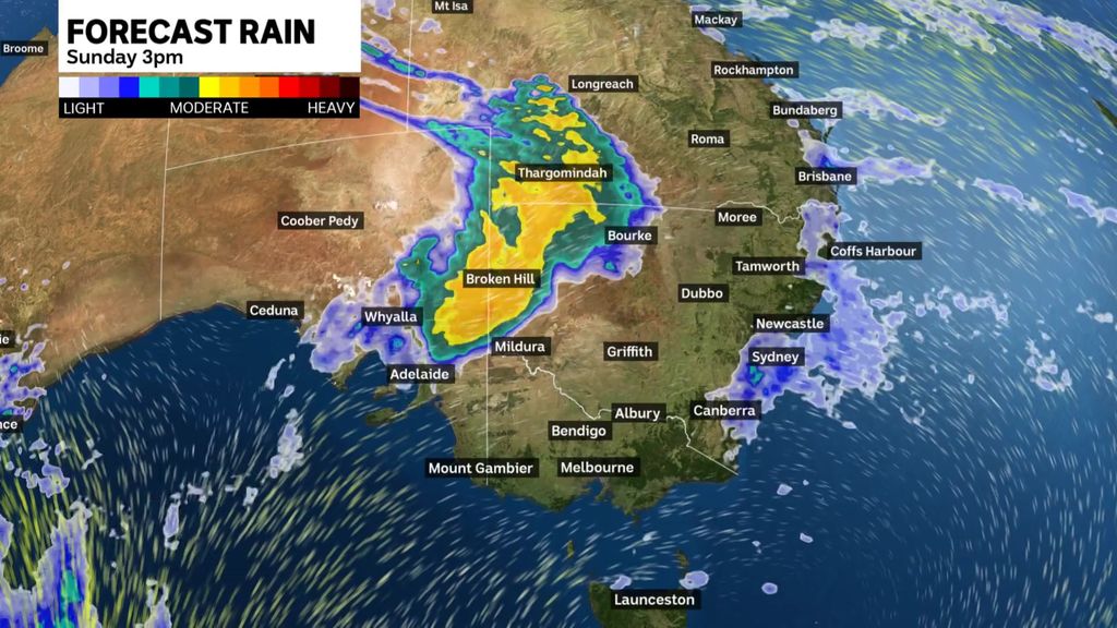 Band of rain formed over interior and will spread east - ABC News
