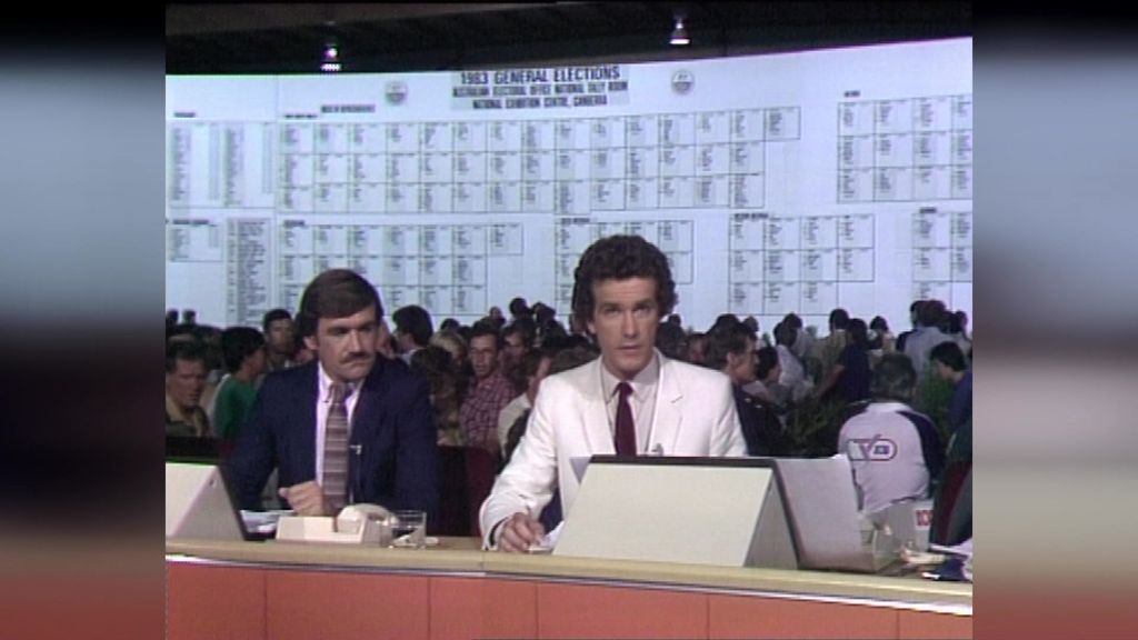 Bob Hawke arrived to cheers in the National Tally Room after winning ...