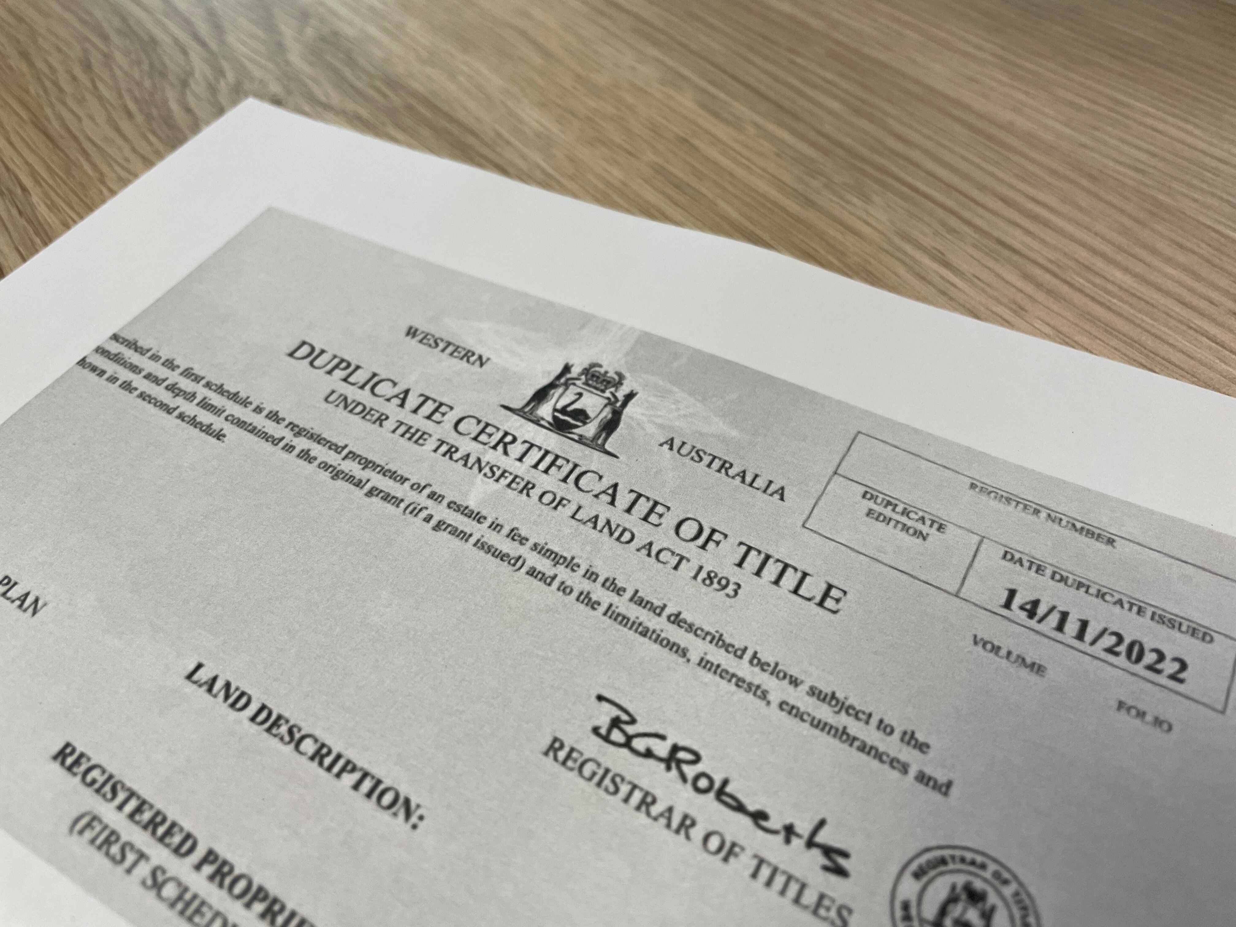 Duplicate certificates of title to become defunct in WA as land ...