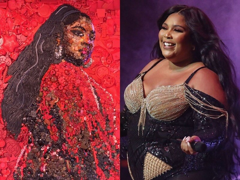 Pop singer Lizzo captured in portrait made from litter and leftover ...