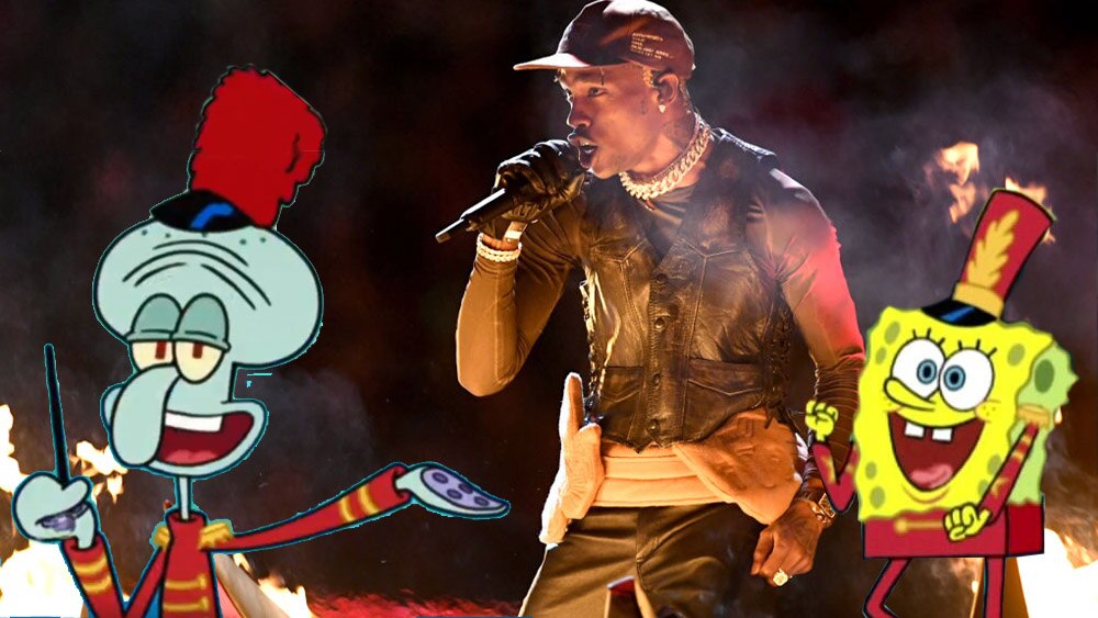 Watch: Travis Scott goes 'SpongeBob Mode' for Super Bowl Halftime show ...
