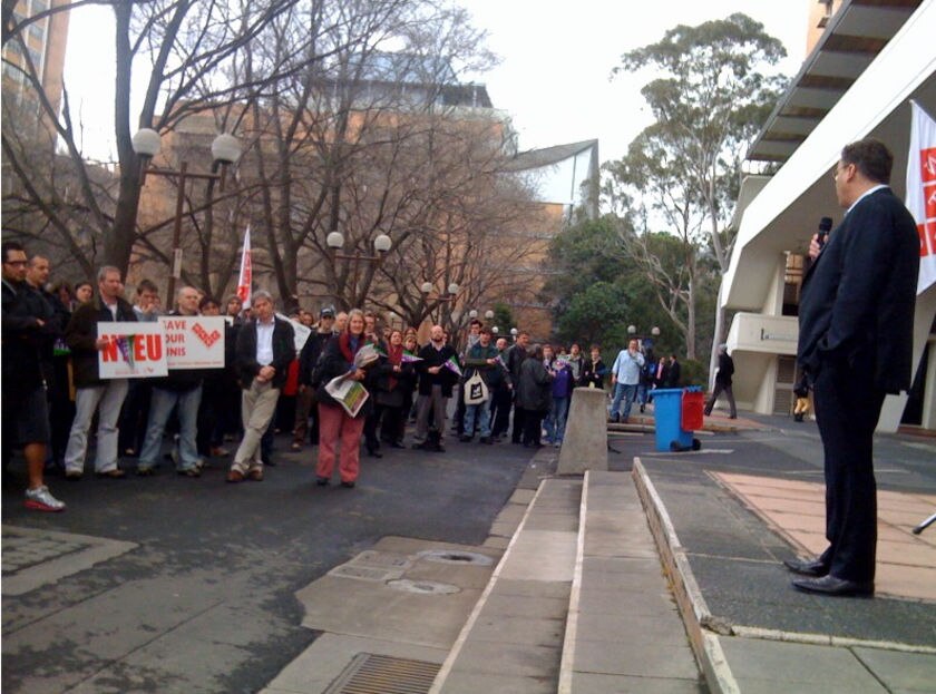 Uni staff hold stop work over job cuts - ABC News