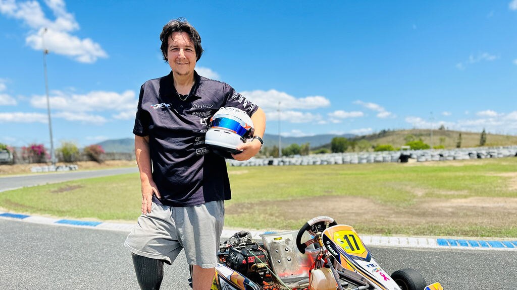 After overcoming a near-fatal road accident, one-legged kart racer ...