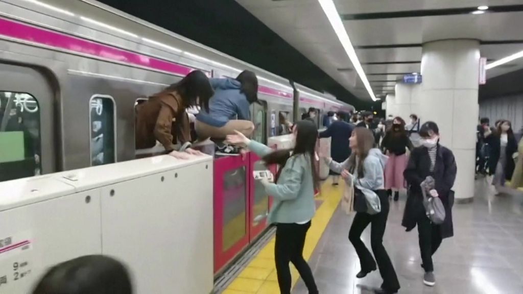 Horrifying video of Tokyo train attack filmed from inside burning ...