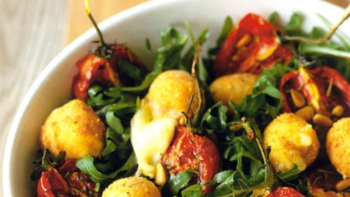 Nicole Dyer's deep fried bocconcini on a bed of rocket and semi-dried ...