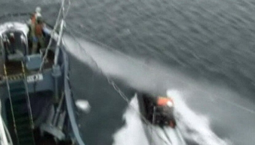 Whalers use water cannon on activists - ABC News