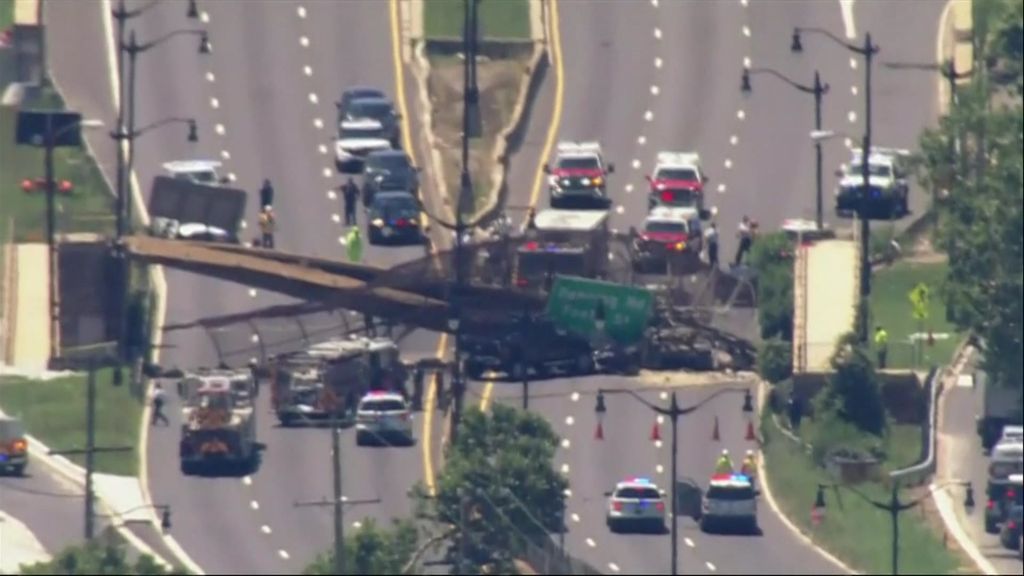 Five people injured after a bridge collapses over Washington DC highway ...