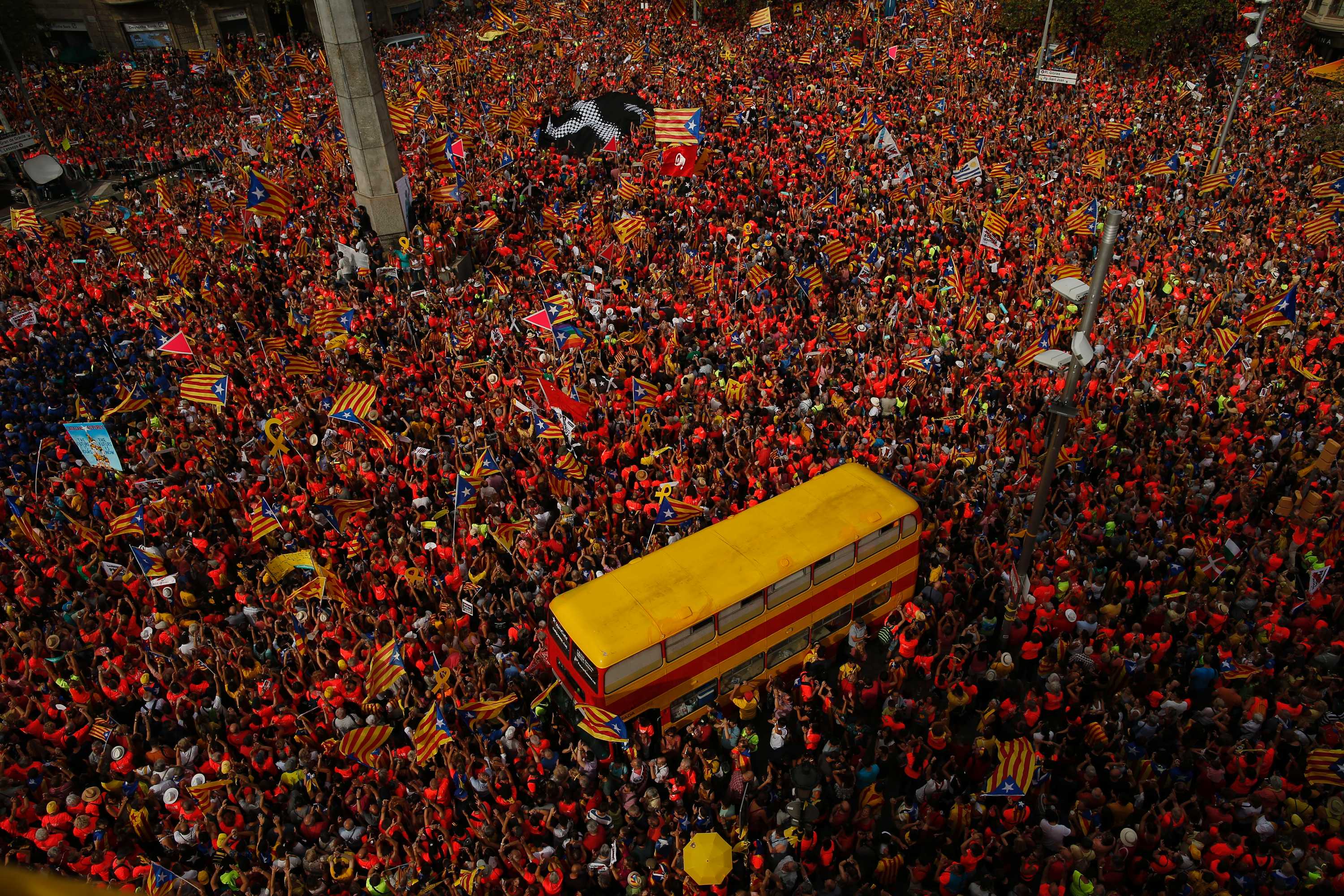 Catalan separatists stage huge protest in Barcelona to demand split ...