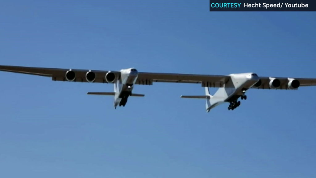 Giant six-engine aircraft takes off for first time - ABC News