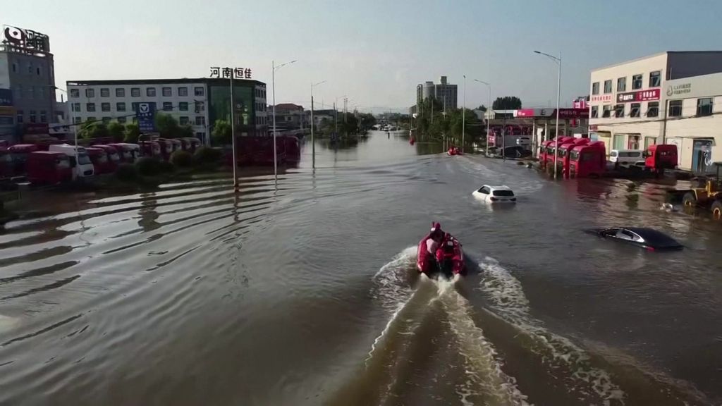 Drone footage shows extent of flooding in Chinese city of Xinxiang ...