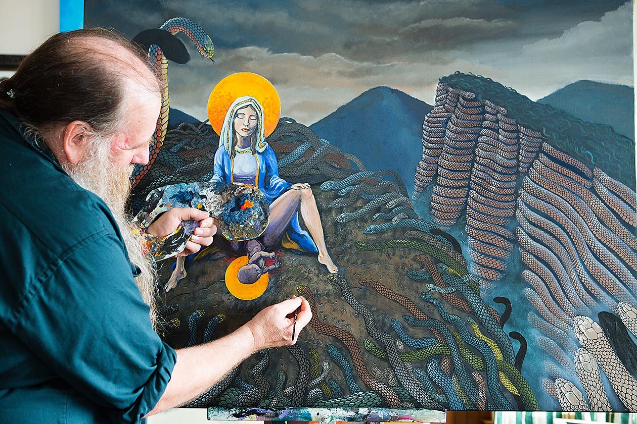 Artist Bill Flowers questions nature of snakes and blasphemy - ABC News