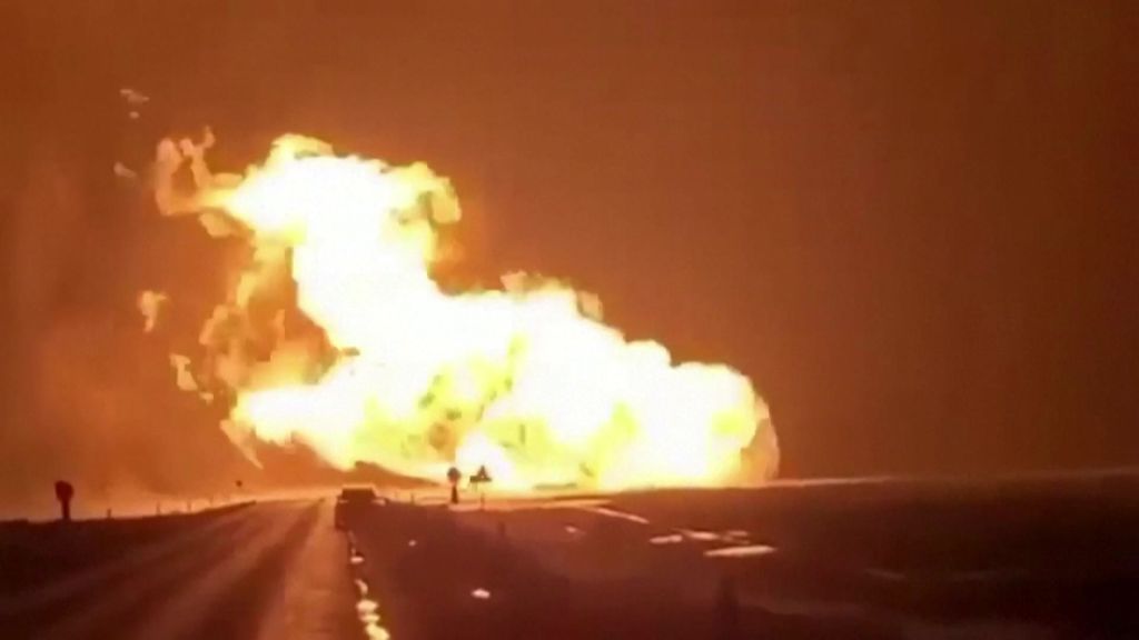 Flames light up the sky after a gas pipeline exploded in Lithuania ...