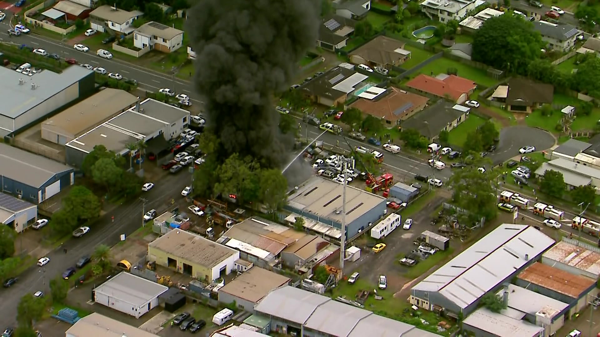 Public urged to stay inside as fire crews battle blaze at tyre shop ...