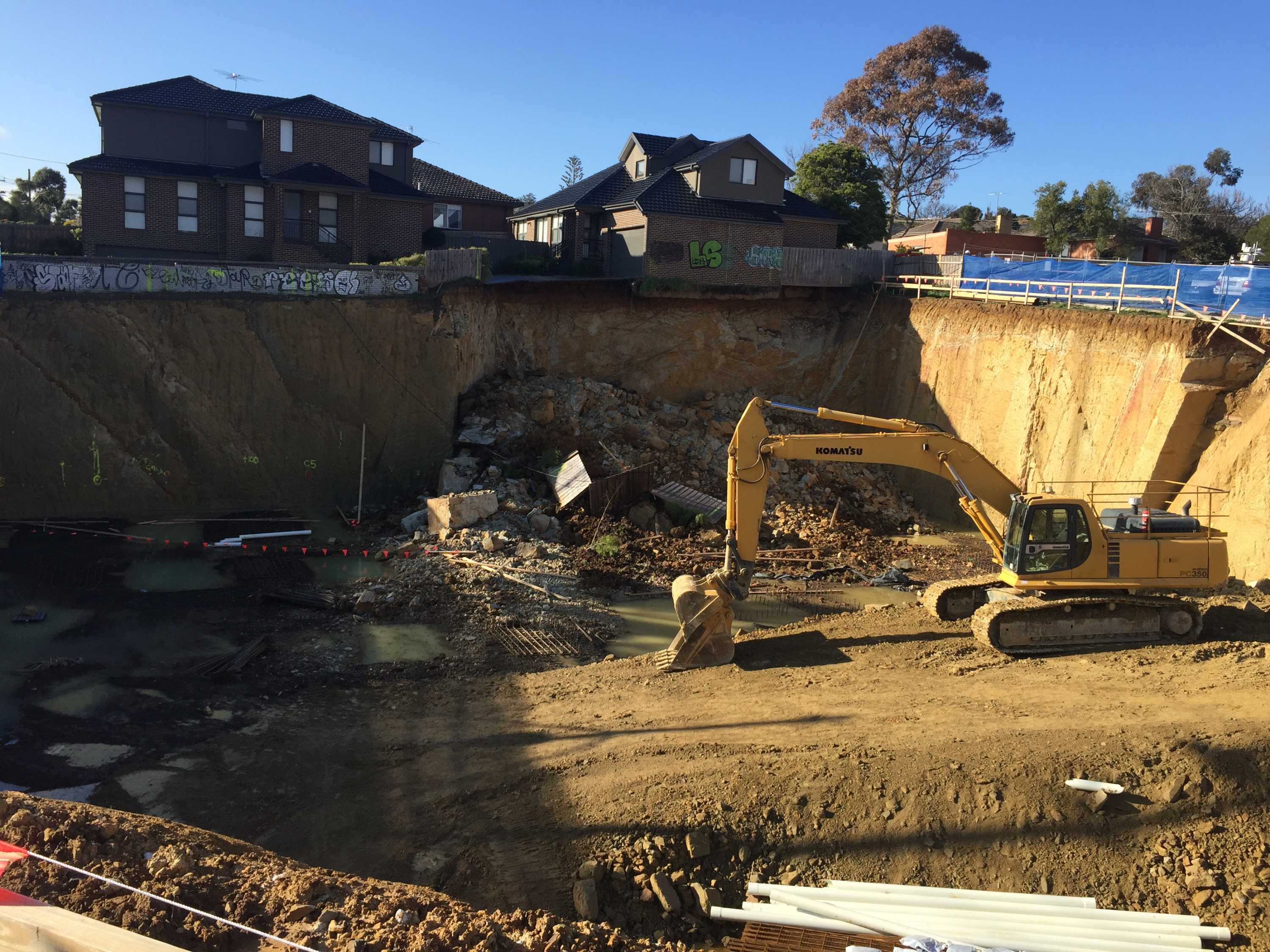 Mount Waverley construction pit filled in following collapse that ...