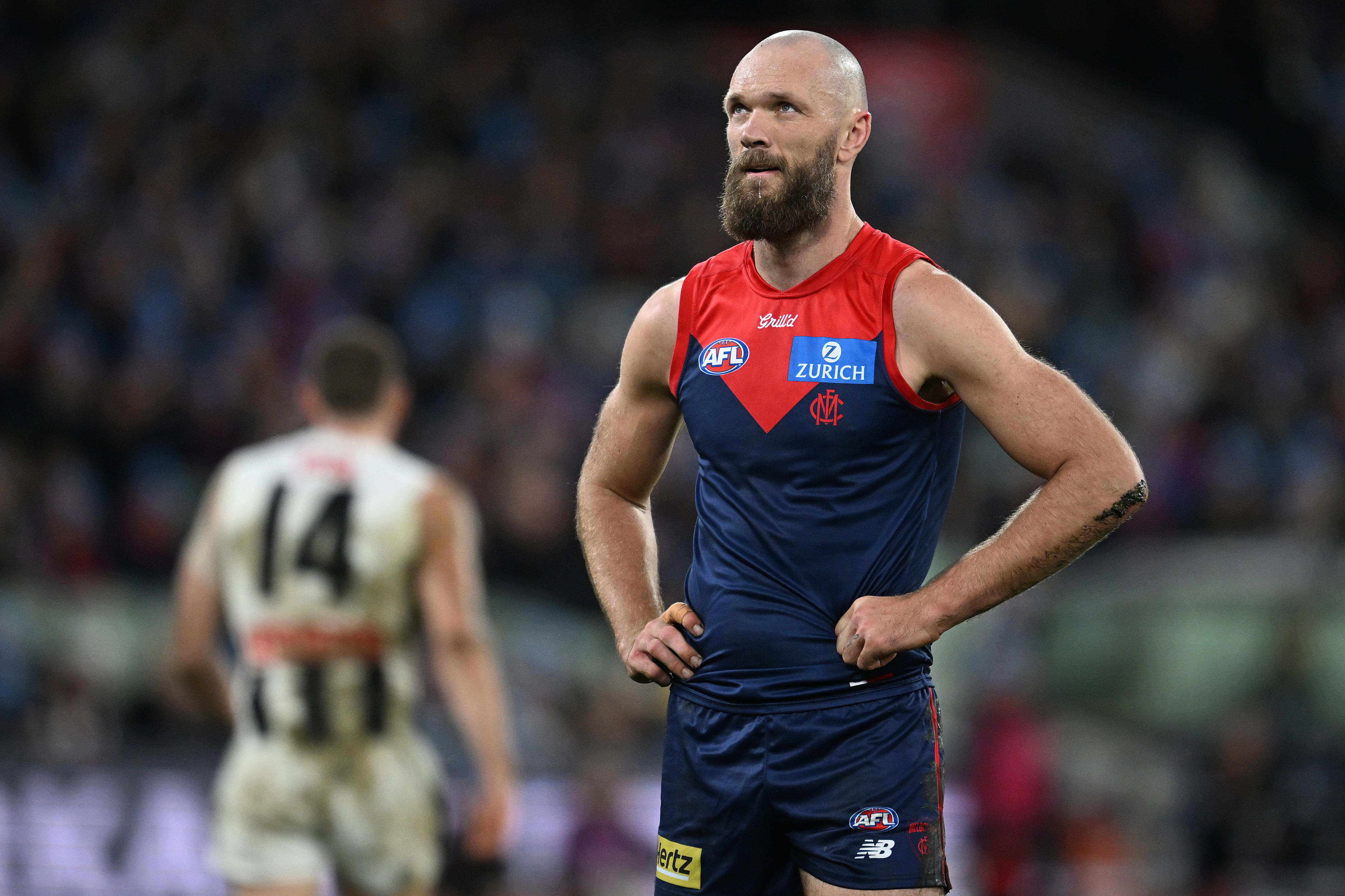 Max Gawn and Steven May in fiery exchange as Collingwood claims King's ...