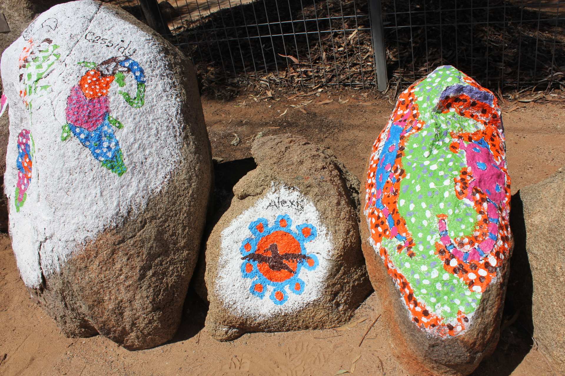 Schoolchildren paint over Aboriginal rock art with artist's blessing ...