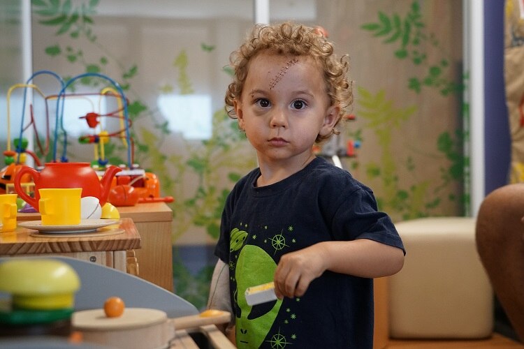 Toddler bitten on the face by family dog returns home after a week in ...