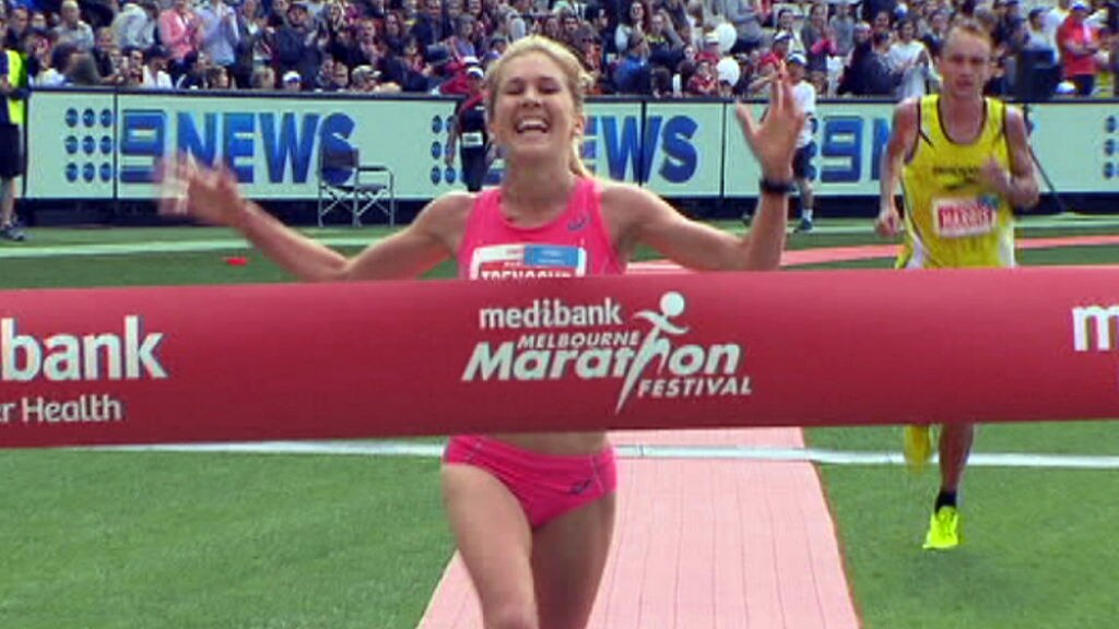 Melbourne Marathon 2015 winners. Vision courtesy Seven News - ABC News