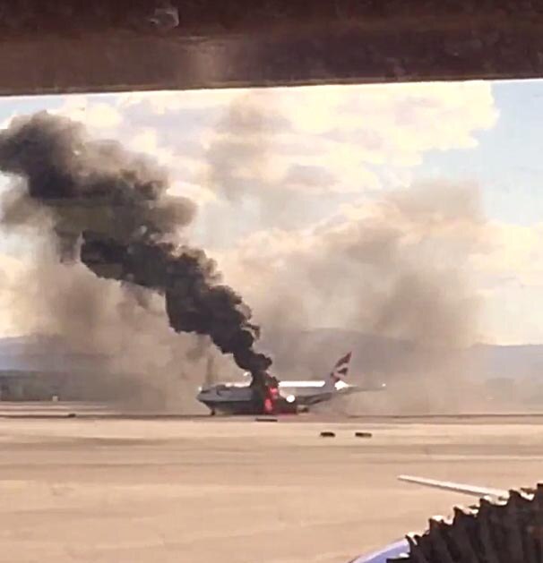 British Airways plane catches fire at Las Vegas airport, seven injured ...