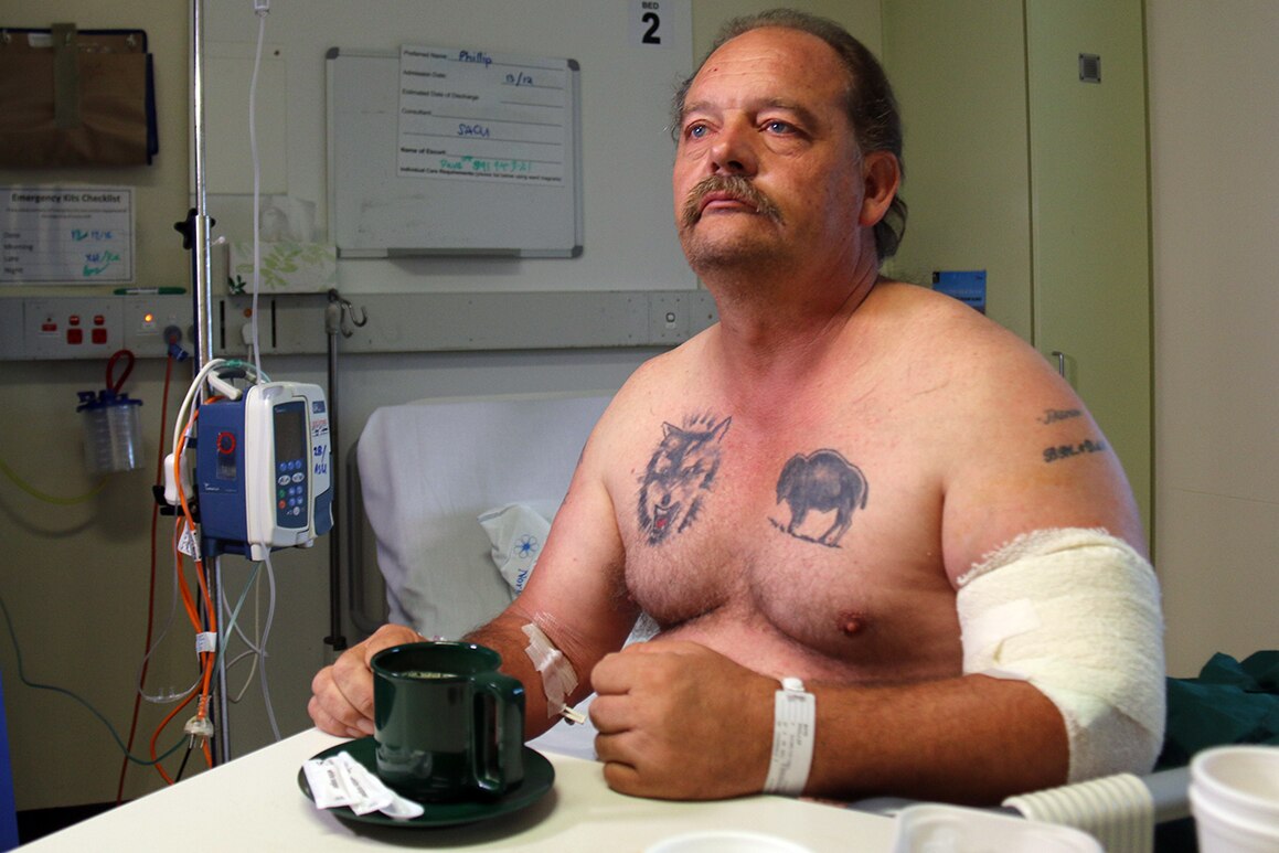 Injured water buffalo gores tourist Phillip Boyd in Kakadu National ...