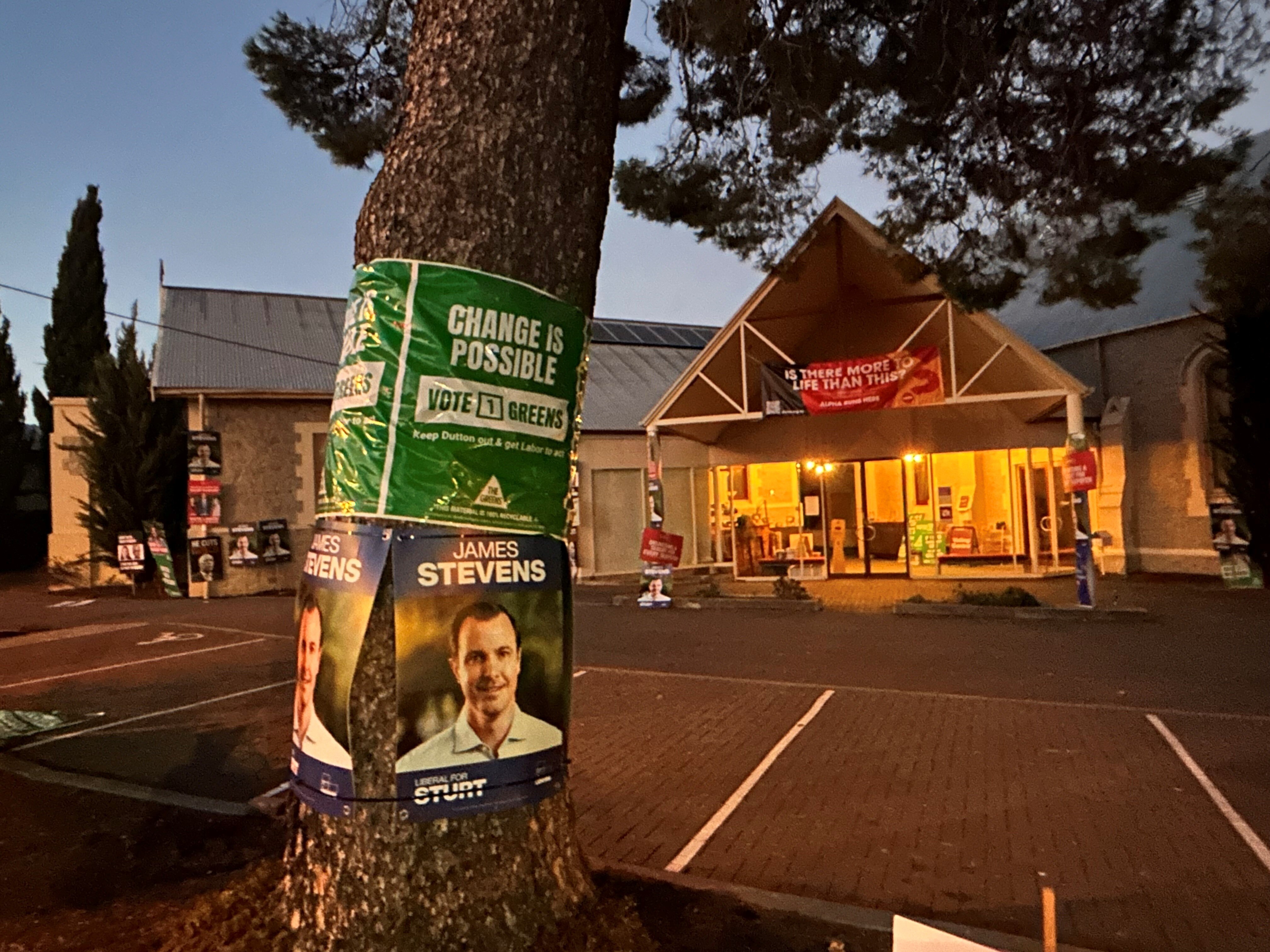 Greens nail election posters, literally - ABC listen