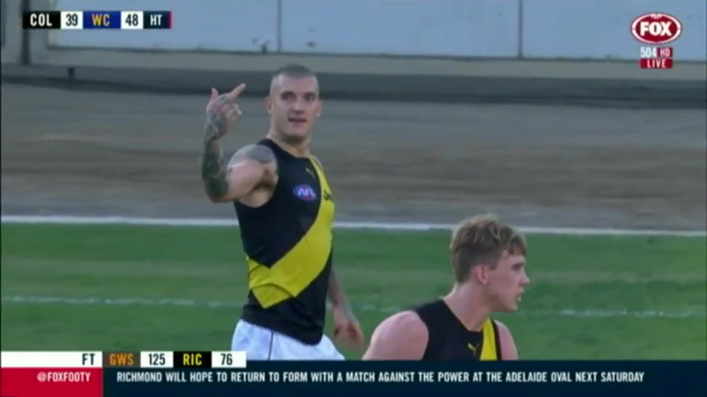 AFL fines Richmond's Dustin Martin $7,500 for middle finger and ...