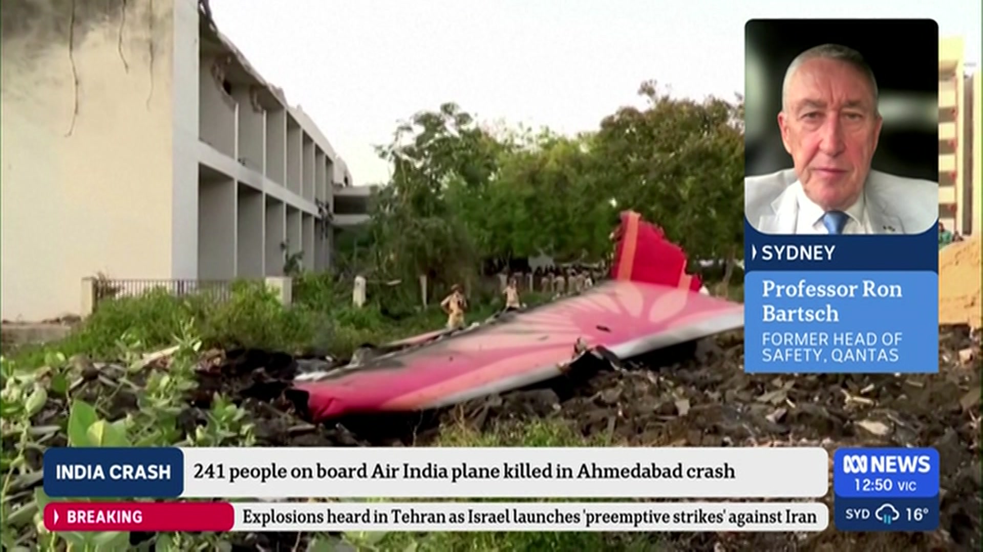 Professor Ron Bartsch on Air India crash - ABC News