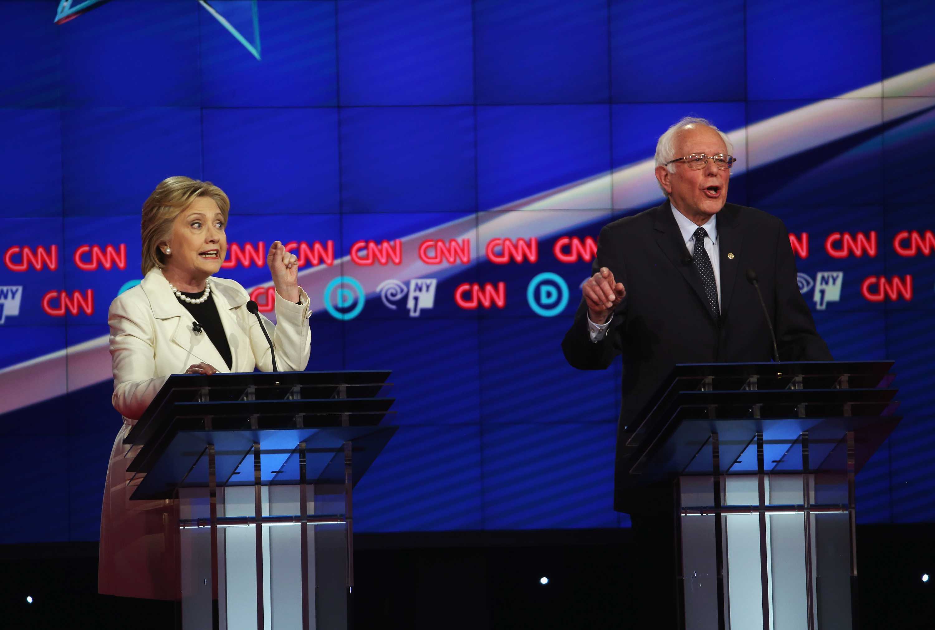 US election: Hillary Clinton, Bernie Sanders spar in feisty Brooklyn ...