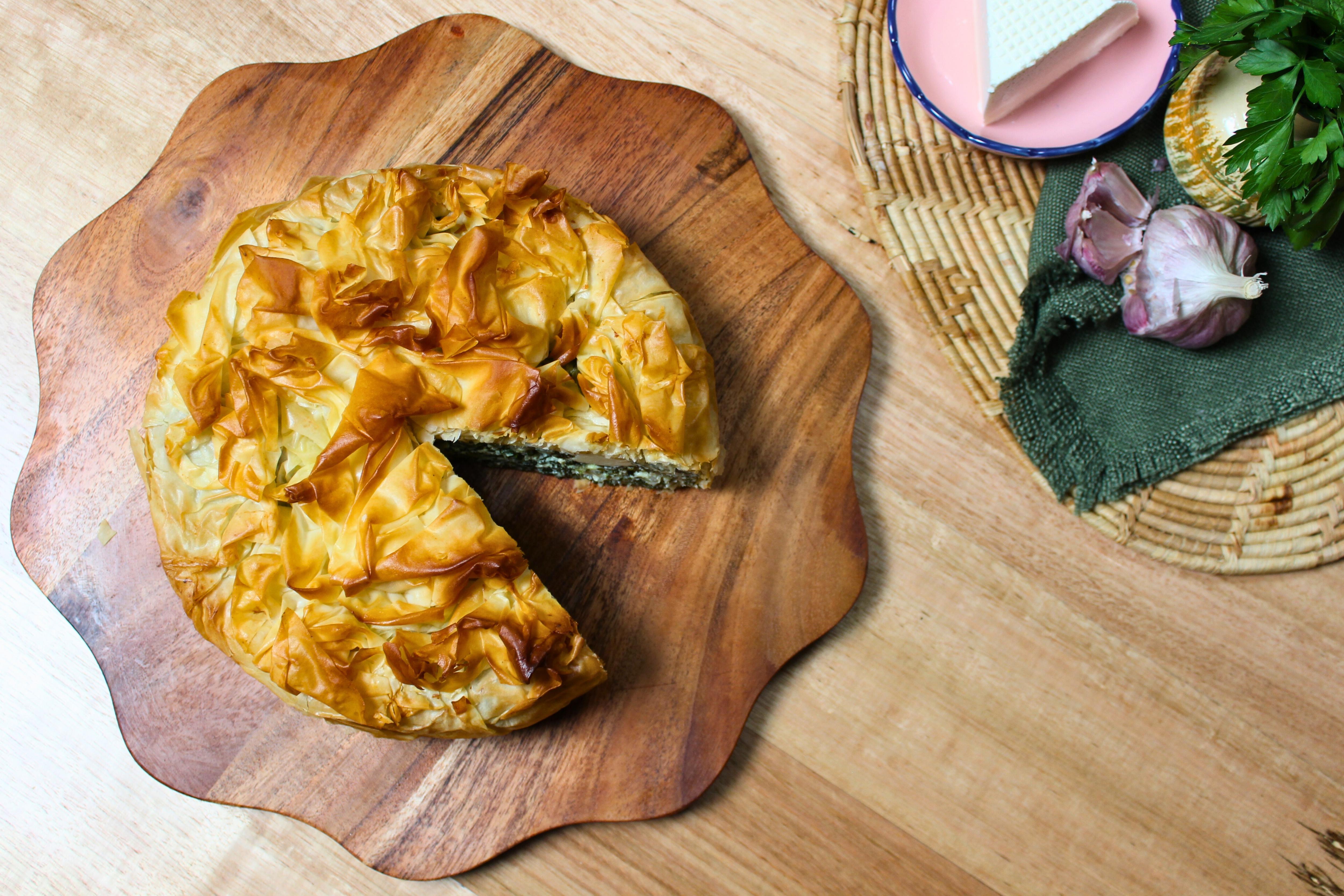 A show-stopping vegetarian pie with crispy filo layers - ABC News