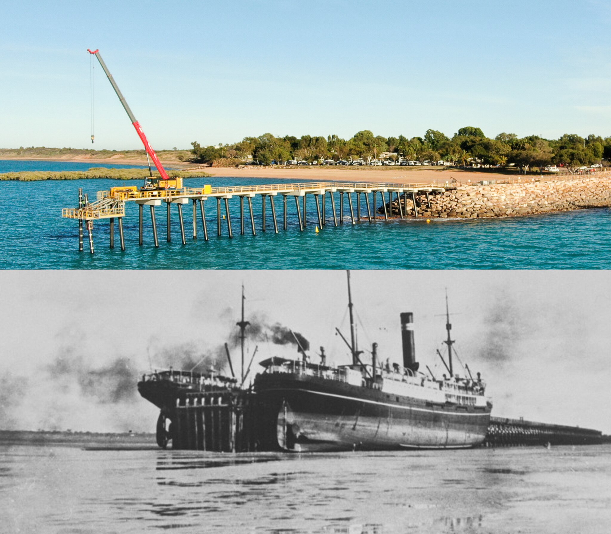 Broome's new jetty built where a massive wooden wharf was once the town ...