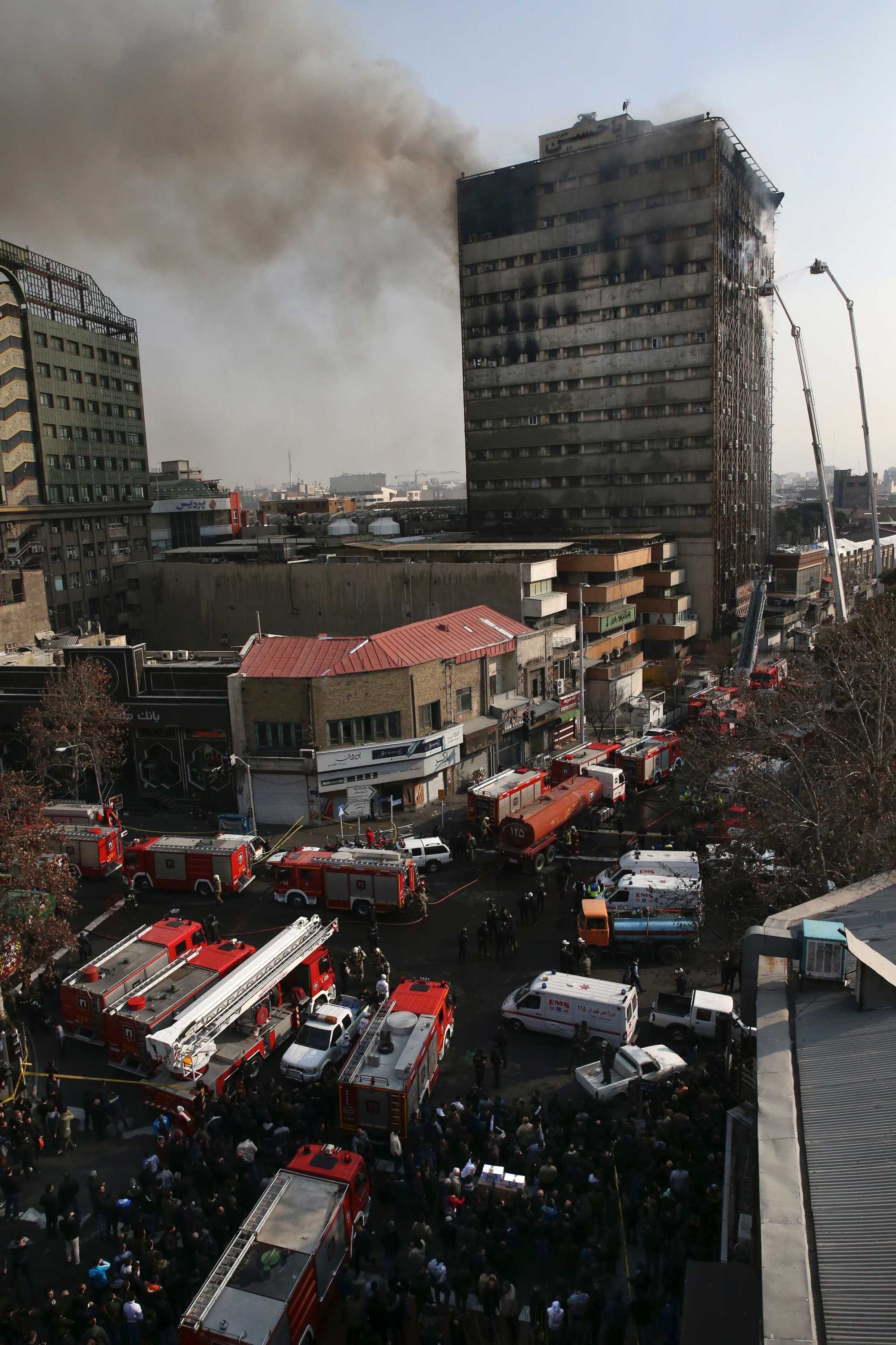 Tehran fire: Iconic Plasco building collapses killing 20 firefighters ...
