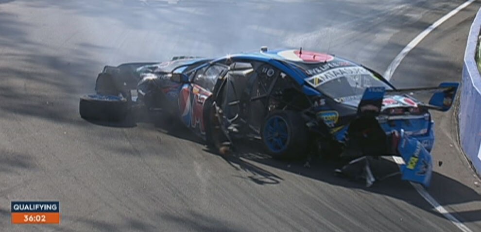 Defending champion Chaz Mostert crashes during Bathurst qualifying ...