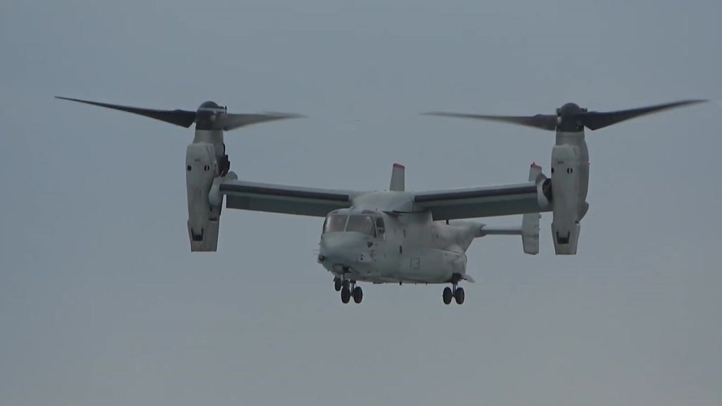 Two Osprey aircraft flown by US marines taking part in the Pacific ...