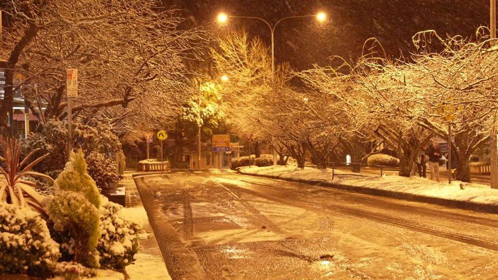 Snow delights locals and tourists in the Blue Mountains - ABC News