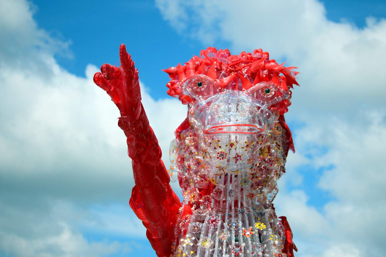 Chinese New Year: Solar-powered monkey made of plastic bottles lights ...
