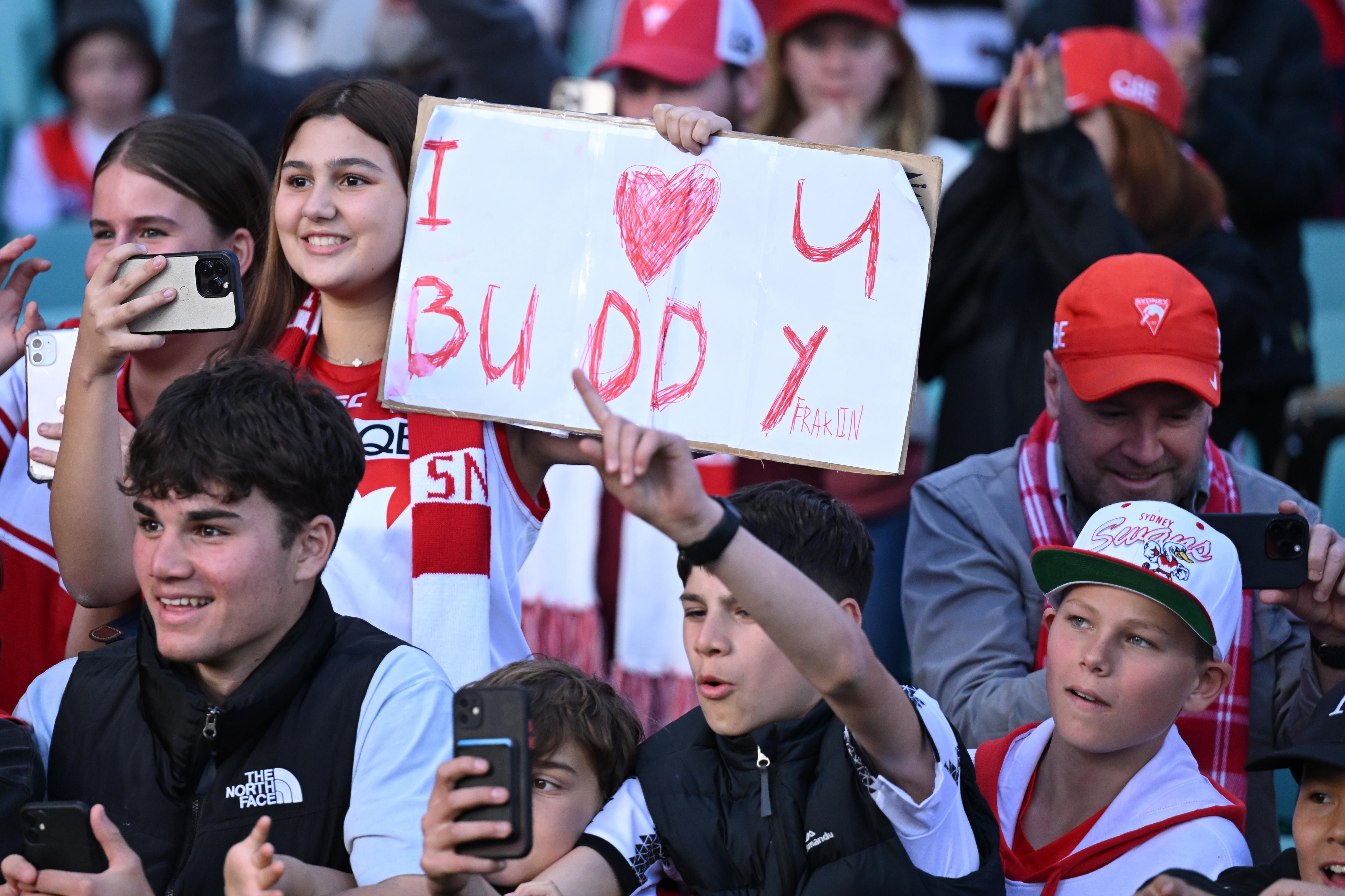 Retired AFL great Lance Franklin makes an emotional farewell to Sydney ...