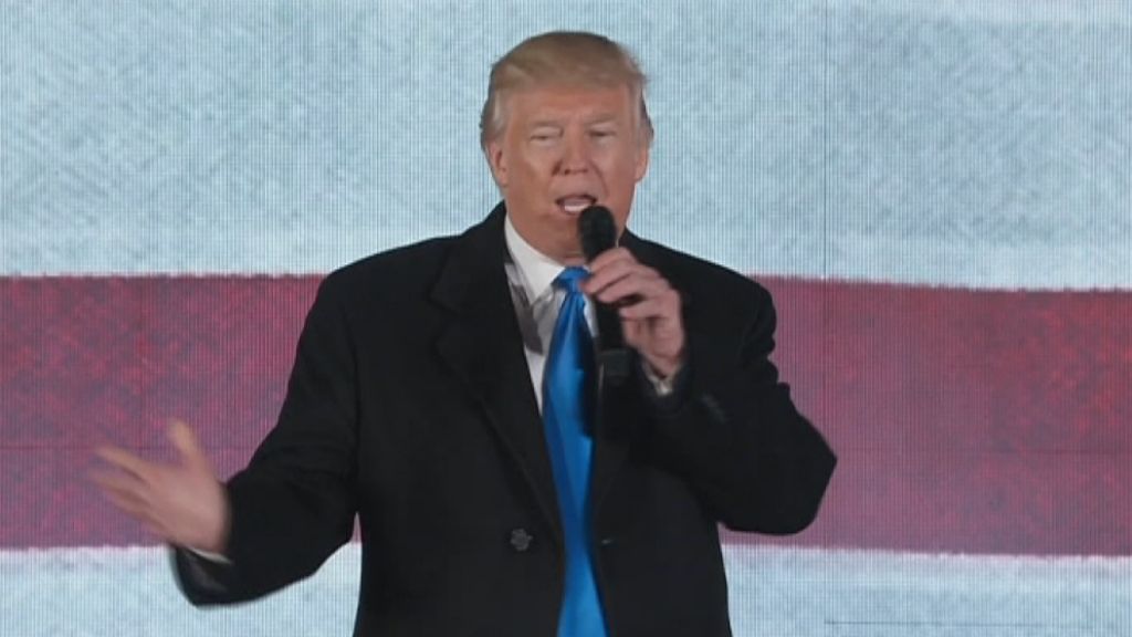 Donald Trump has taken to the stage at a celebratory concert ahead of ...