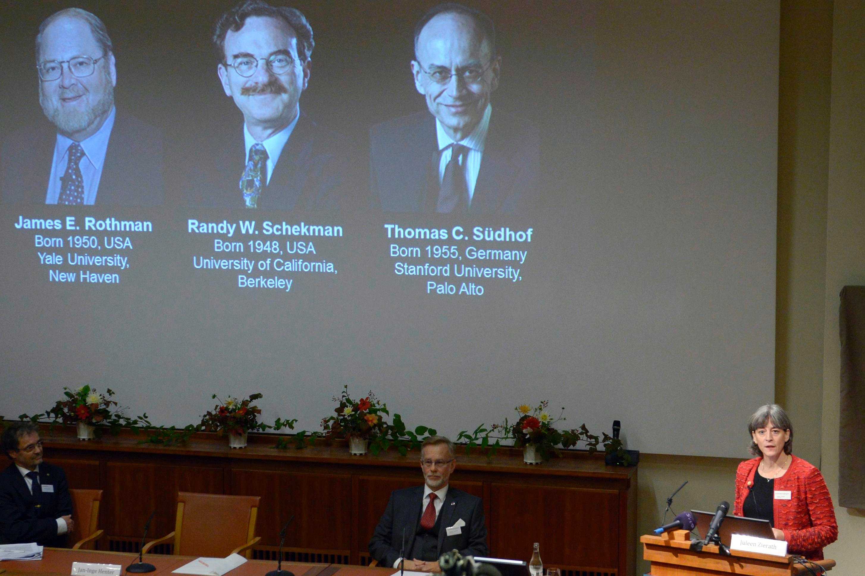 Nobel Prize in medicine: James Rothman, Randy Schekman and Thomas ...