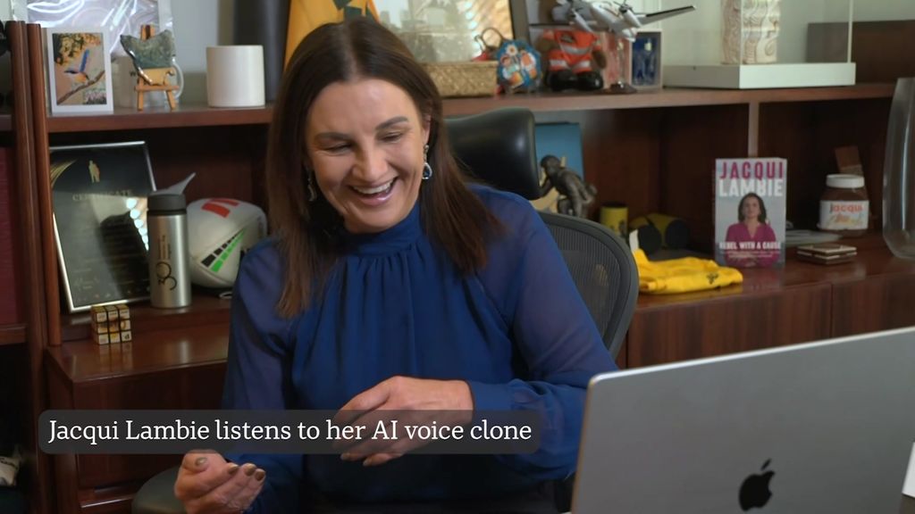Jacqui Lambie listens to her AI voice clone - ABC News
