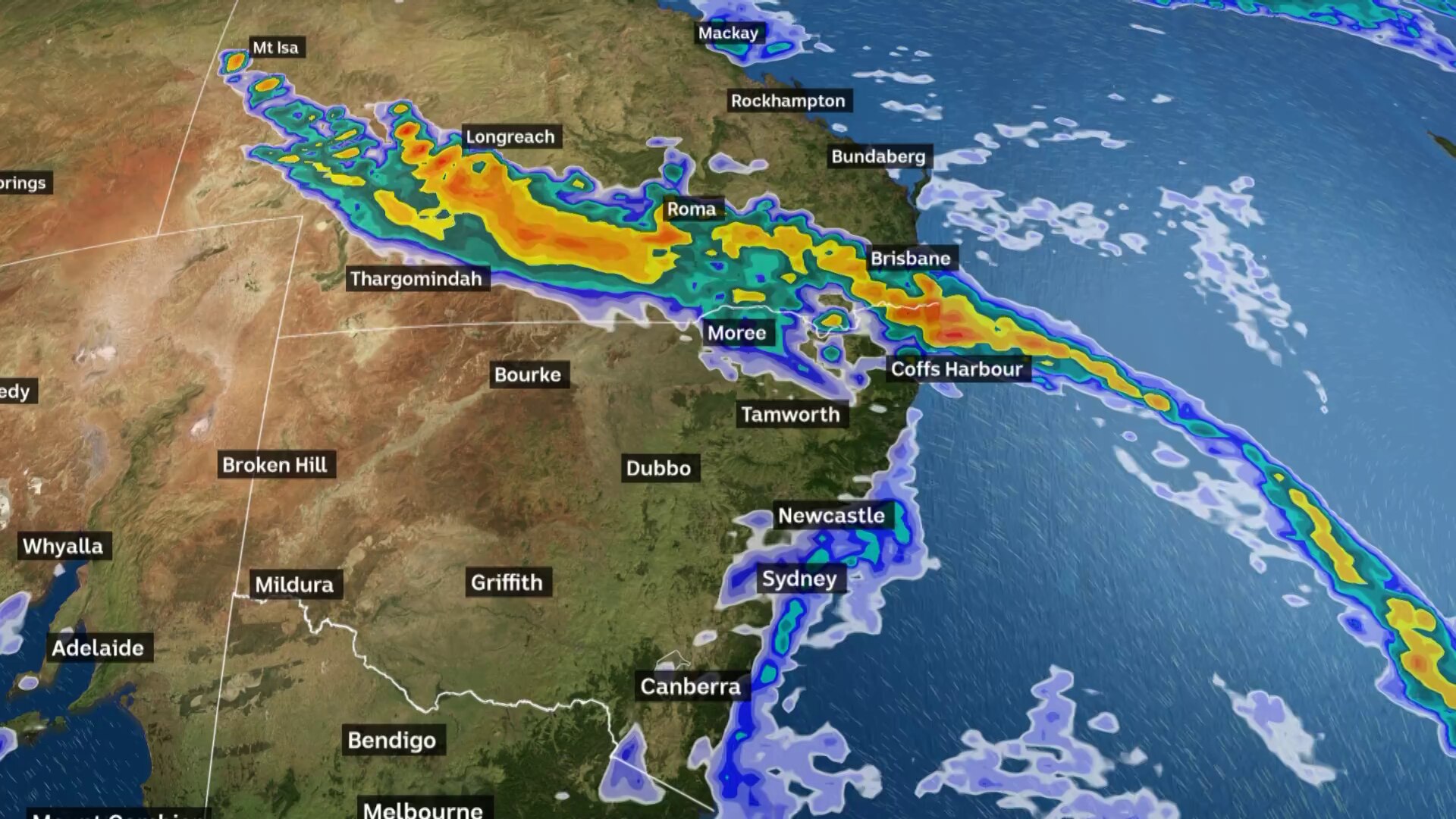 Animation showing the possible movement and heavy rain from an East ...
