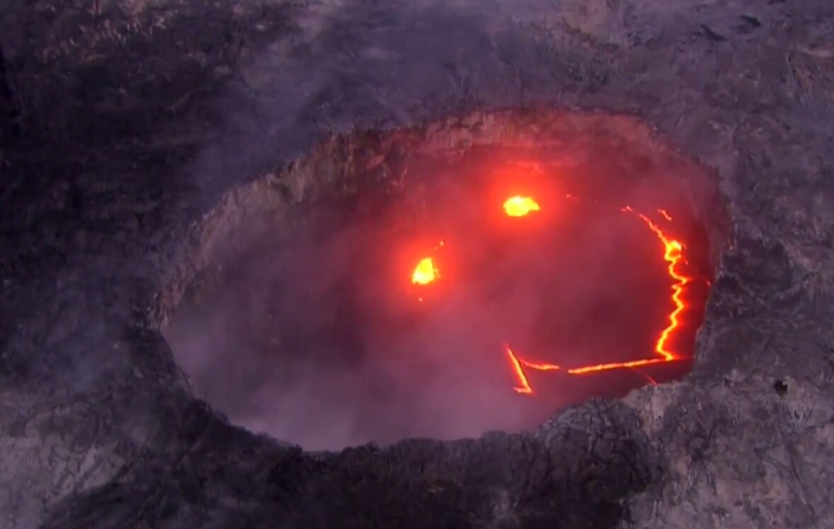 Kilauea volcano smiley face captured by Hawaiian helicopter tour ...