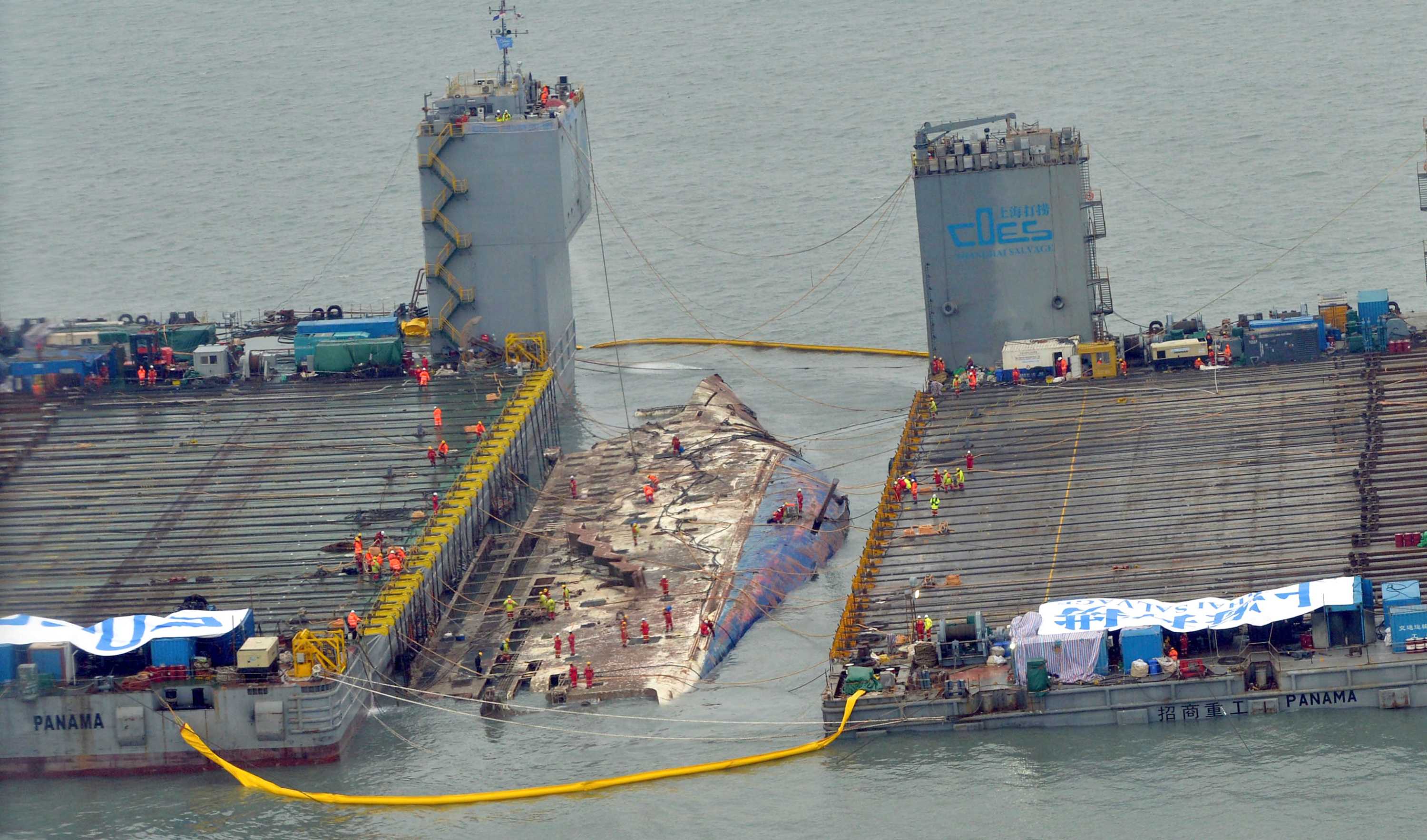 South Korean ferry that sank in 2014, killing more than 300, lifted ...
