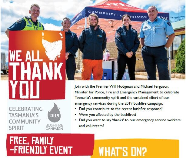 Free Bushfire Thank You Events across Tasmania - ABC Northern Tasmania