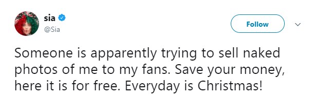 Sia leaks nude photo of herself after paparazzo tries to sell picture ...