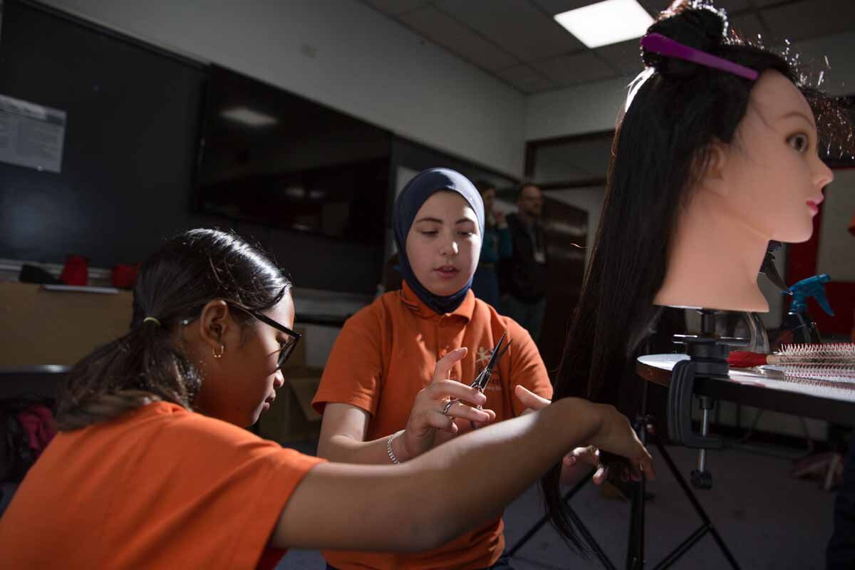 Haircuts by children: school kids learn hairdressing as part of ...