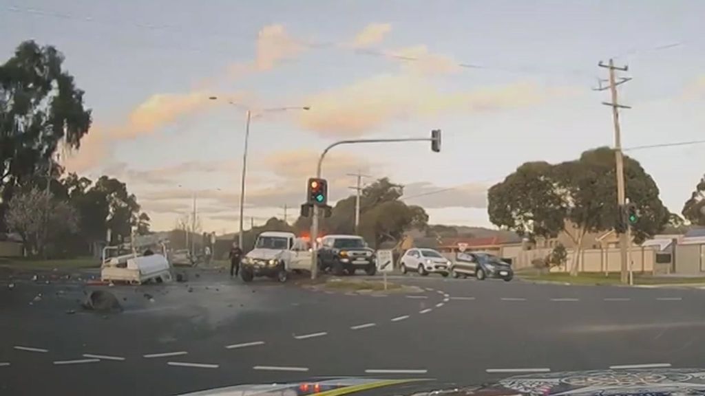 Police dashcam vision shows aftermath of fatal crash - ABC News